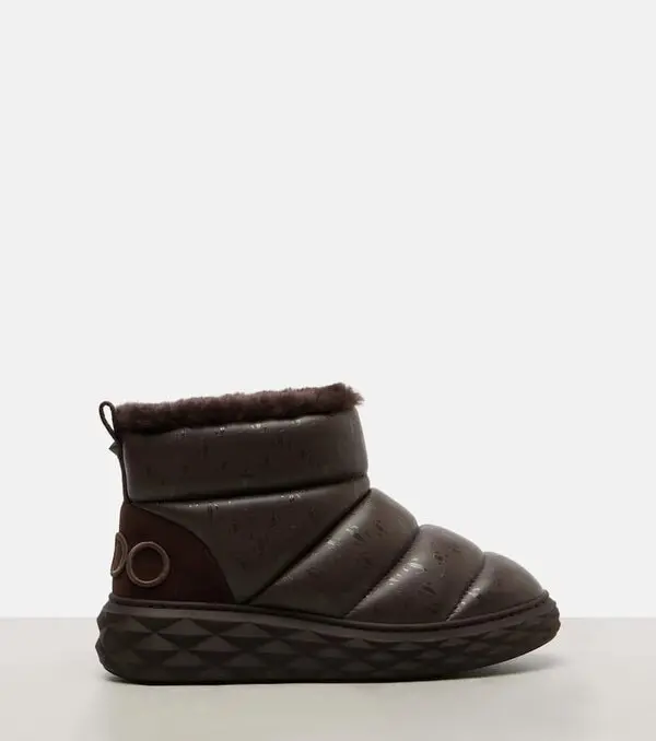 JIMMY CHOO Shearling-lined Leather Snow Boots - Brown