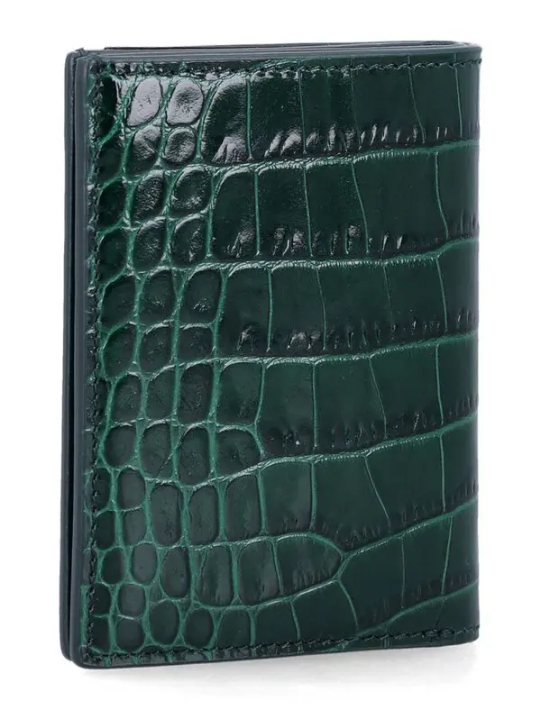 Tom Ford Croc-Embossed Leather Cardholder In Green - 30% Off
