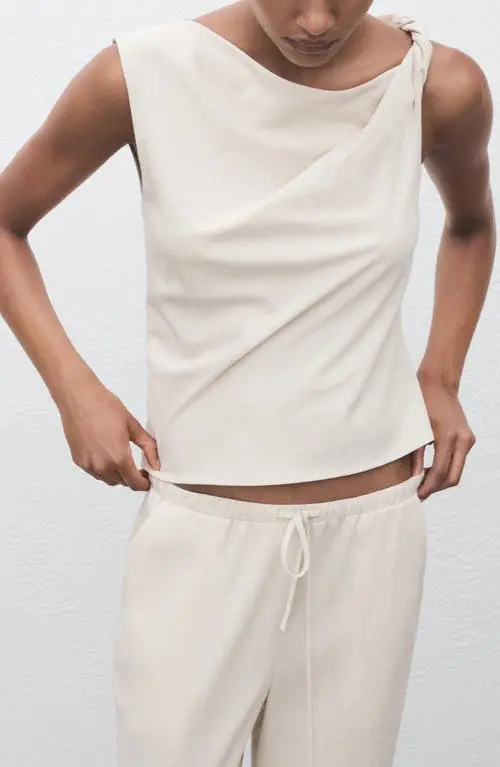 Mango Asymmetric Draped Top - Ecru