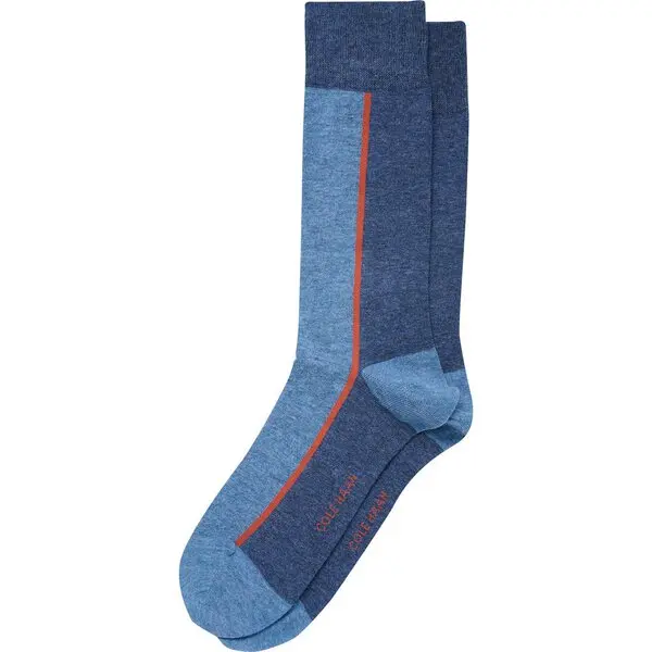 Cole Haan Colorblock Dress Socks - Dark Denim Heahter