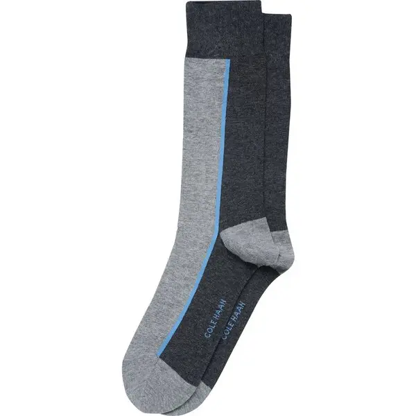 Cole Haan Colorblock Dress Socks - Medium Grey Heather