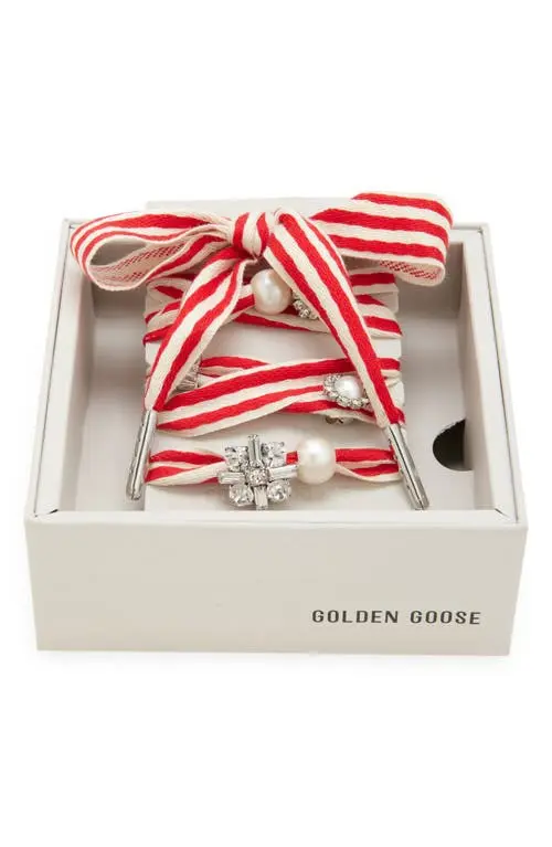 GOLDEN GOOSE Striped Charm Shoelaces - Red/beige
