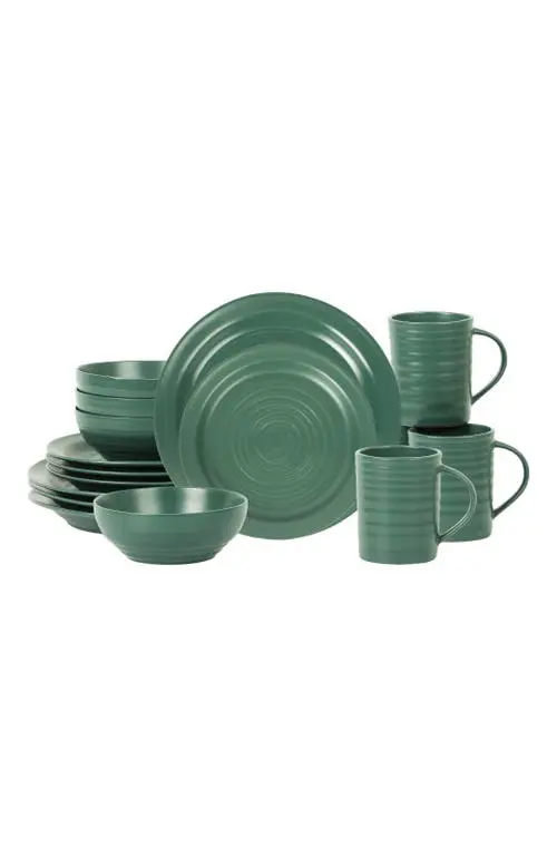 STONE + LAIN Orbit Stoneware 16-piece Dinnerware Set With Cereal Bowls And Mugs - Green