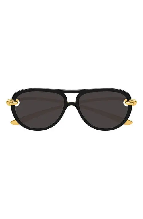 Bottega Veneta 58mm Pilot Sunglasses - Black
