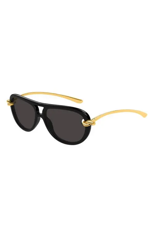 Bottega Veneta 58mm Pilot Sunglasses - Black