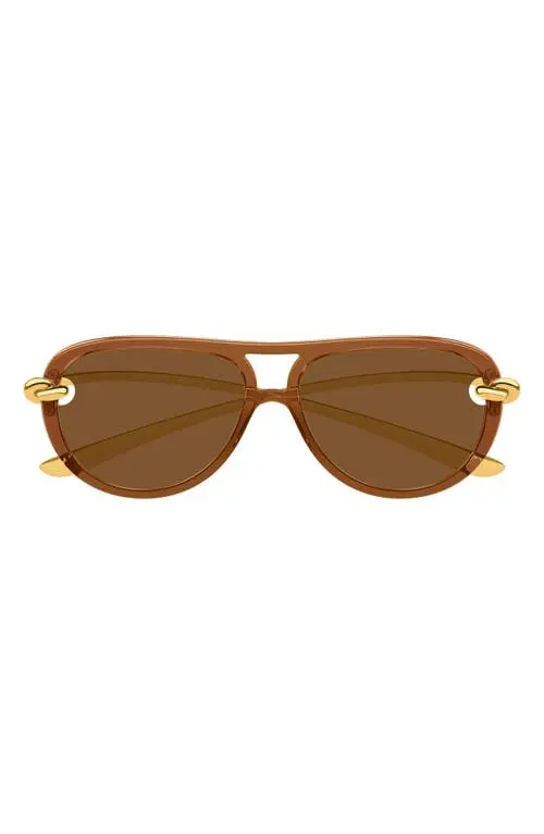 Bottega Veneta 58mm Pilot Sunglasses - Brown