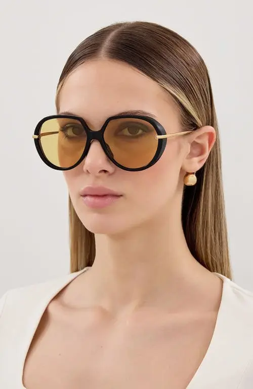 Bottega Veneta 60mm Round Frame Sunglasses - Black