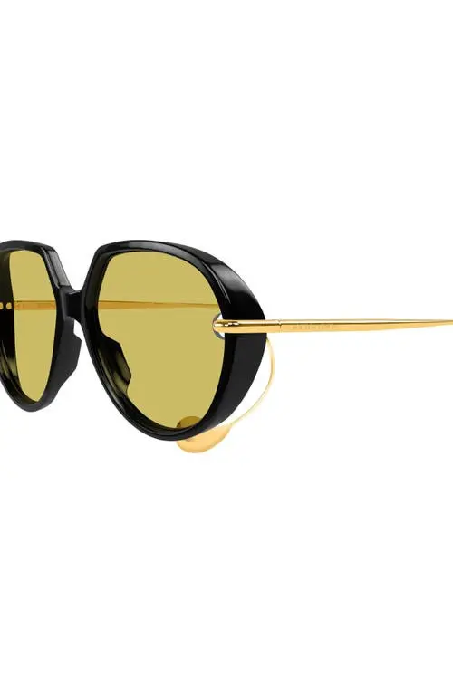 Bottega Veneta 60mm Round Frame Sunglasses - Black