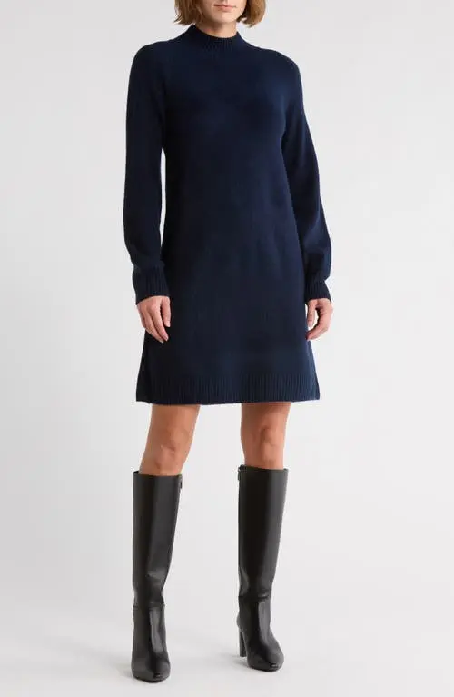 Halogen Mock Neck Long Sleeve Sweater Dress