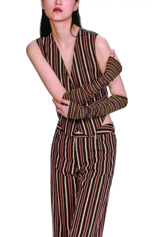 Anna Sui Pinstripe Sleeveless Vest