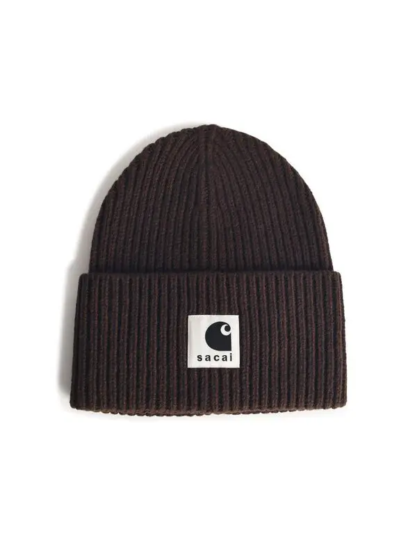 Sacai Wool Blend Beanie - Brown