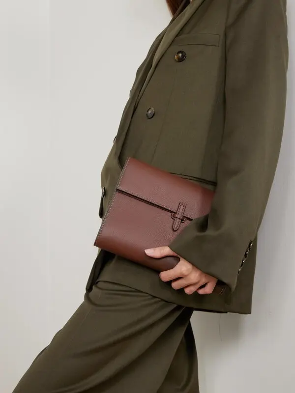 HUNTING SEASON Large Leather Clutch - Brown
