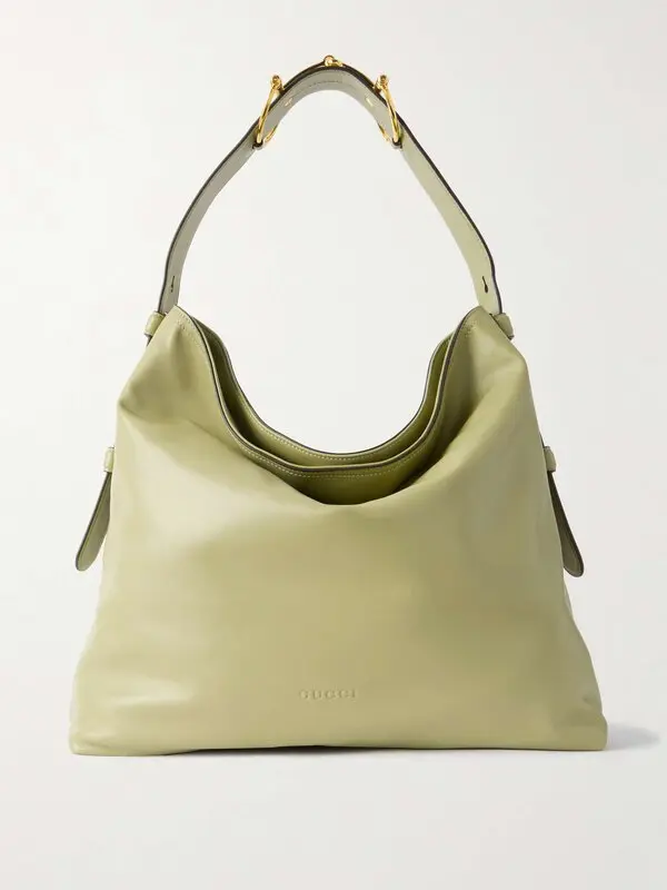 Gucci Beatrix Maxi Leather Tote With Horsebit Detail - Sage Green