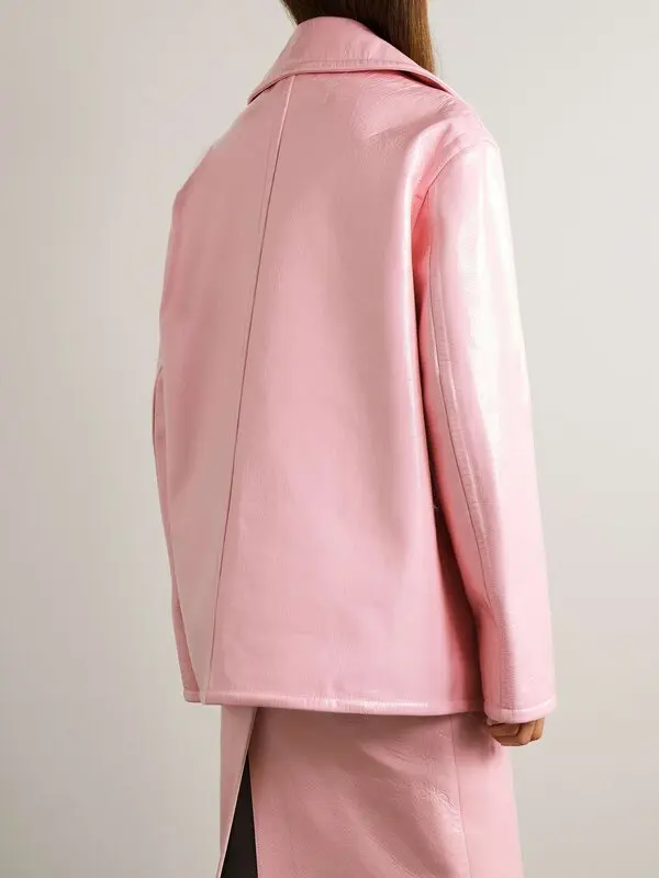 Gucci Oversized Crinkled Patent-leather Coat - Baby Pink