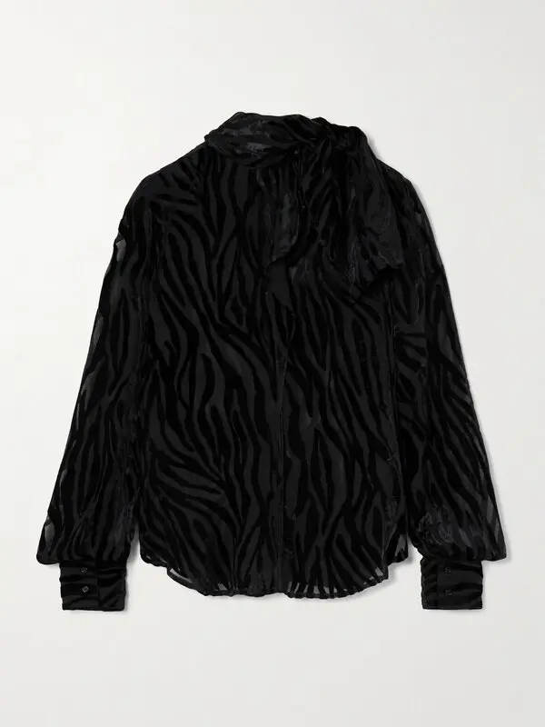Isabel Marant Geona Tie-neck Devoré-velvet Blouse