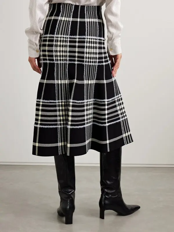 Brandon Maxwell The Rory Checked Jacquard-knit Midi Skirt