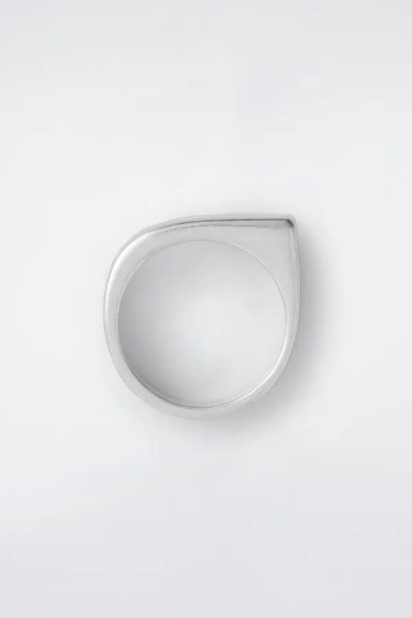 Cos Angular Signet Ring - Silver-colored