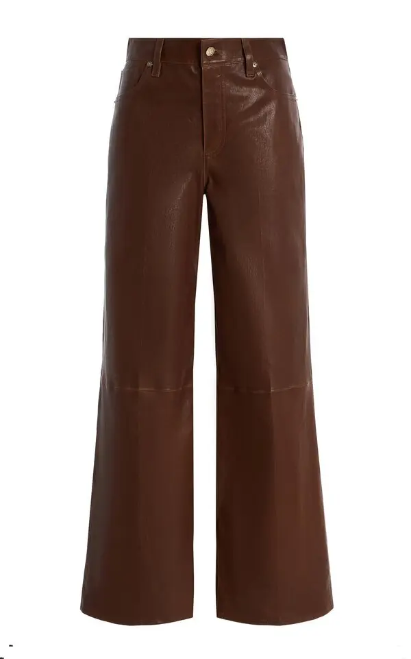 FRAME Le Slim Palazzo Leather Jeans - Brown