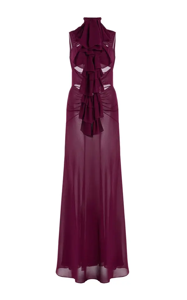 Alaïa Bow-detailed Georgette Maxi Dress