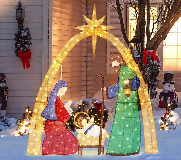 LUXEN HOME Luxenhome Lighted 4.75ft X 5.9ft Nativity Holid Ay Decoration - One-color