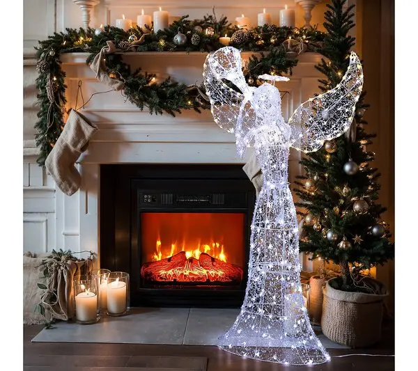 LUXEN HOME Luxenhome Lighted 5ft Angel Playing Trumpet Xma S Decoration - One-color
