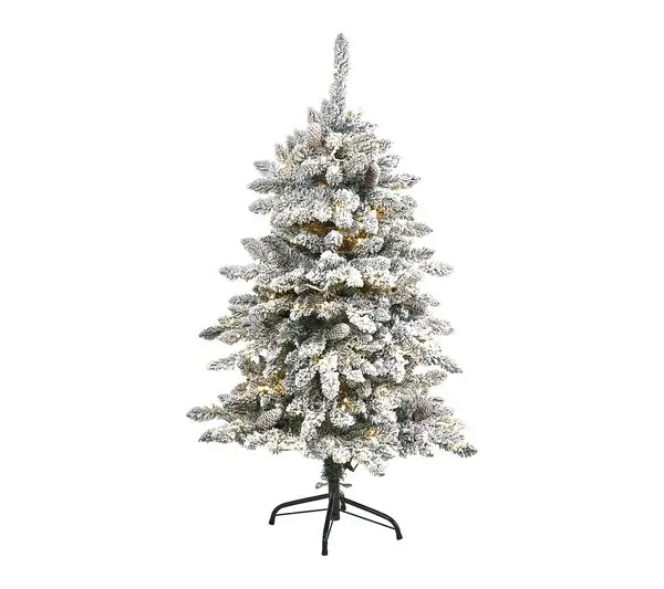 NEARLY NATURAL 4' Flocked Artificial Tree With Pine Cones - One-color