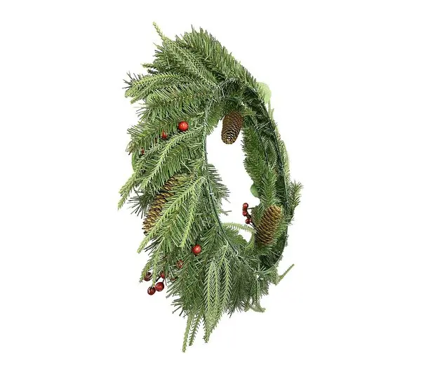 SANTA'S WORKSHOP 24in Mixed Pine & Berry Wreath