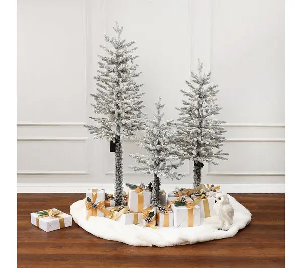 LUXEN HOME Luxenhome Lighted Holiday Artificial Tree Sets Ith Flat Stand - One-color