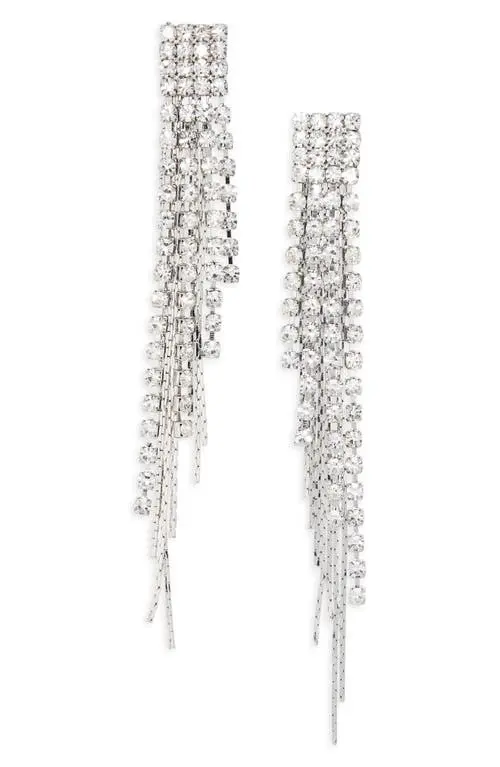 Bp. Sparkle Fringe Drop Earrings - Rhodium