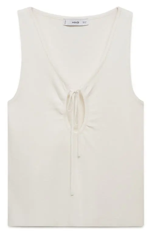 Mango Bow Sleeveless Knit Top - Ecru