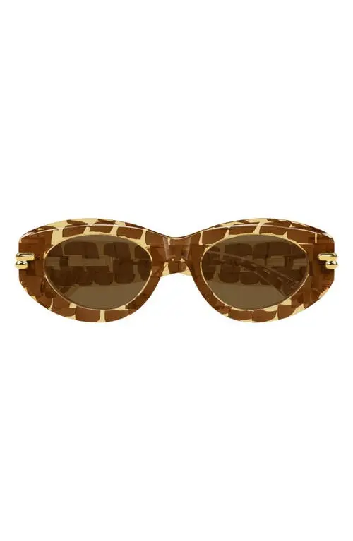 Bottega Veneta 51mm Oval Sunglasses - Brown