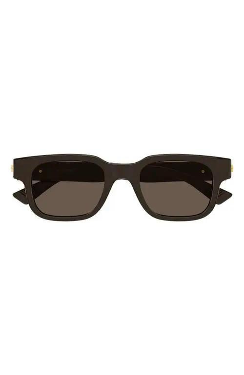 Bottega Veneta 49mm Rectangular Sunglasses - Brown