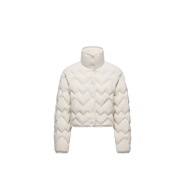 Moncler Senevee Heart-quilted Short Down Jacket - White