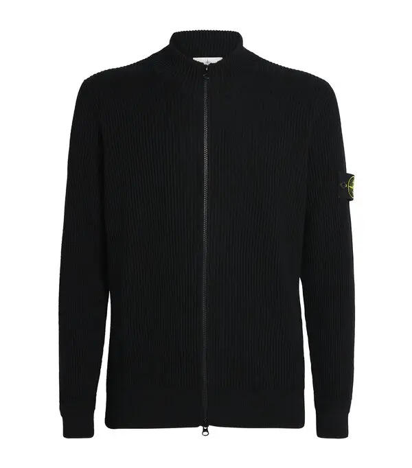 Stone Island Virgin Wool Zip-up Sweater