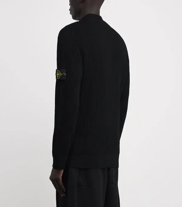 Stone Island Virgin Wool Zip-up Sweater