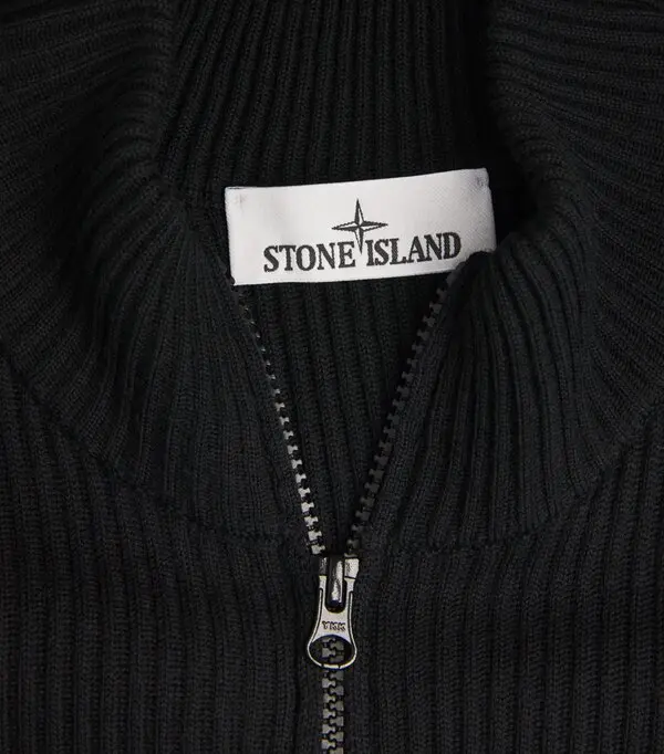 Stone Island Virgin Wool Zip-up Sweater