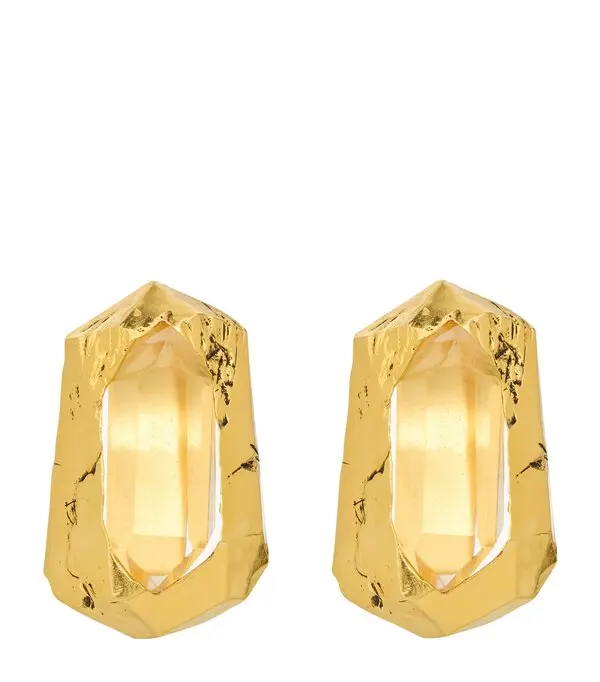 Saint Laurent Crystal Clip-on Earrings - Beige