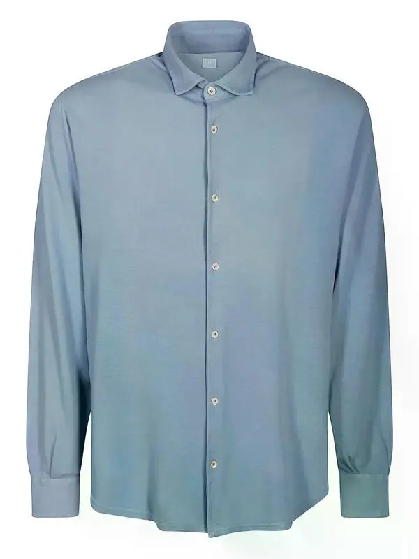 Fedeli Long-sleeve Cotton Shirt - Blue