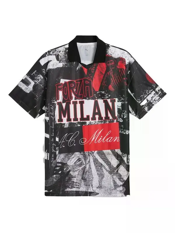PUMA Ac Milan Retro Graphic Print Short Sleeve Polo Shirt