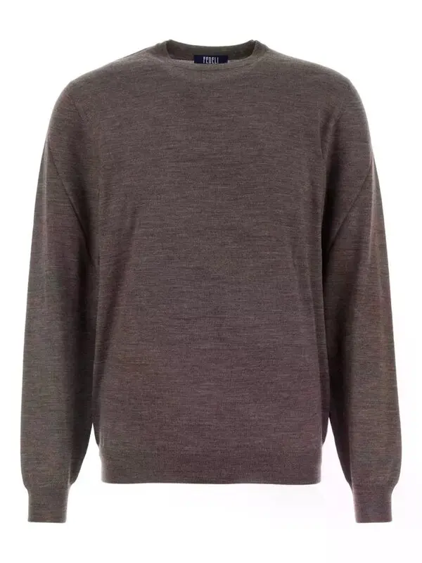 Fedeli Crew-neck Wool Sweater - Brown