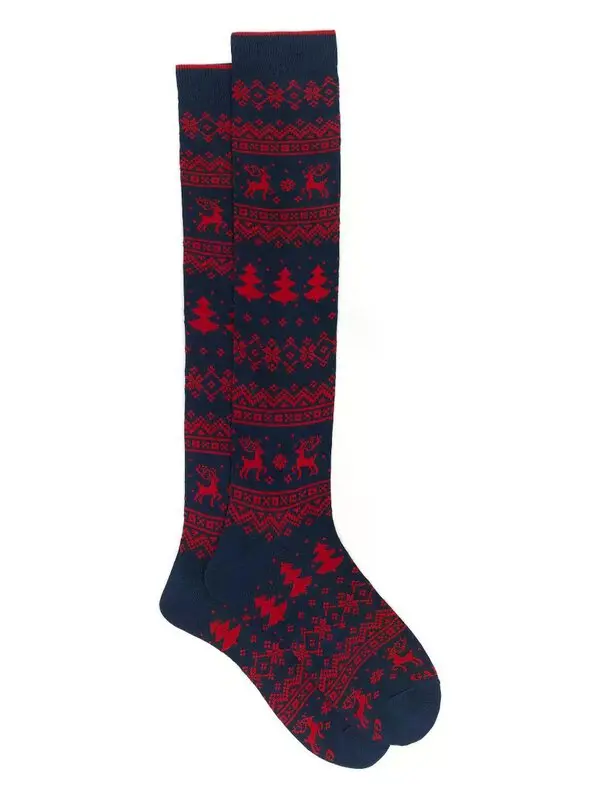 GALLO Fairisle Knee-high Socks - Blue