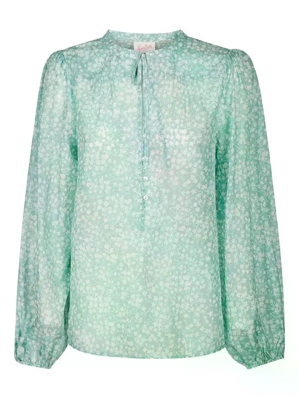 MC2 SAINT BARTH Floral-print Buttoned Blouse - Green