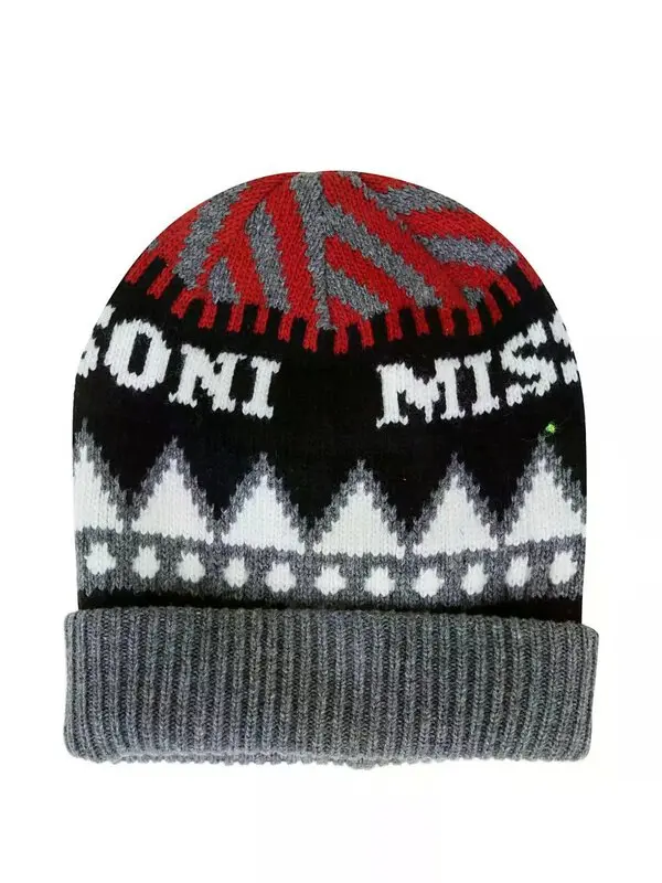 Missoni Logo-intarsia Patterned Beanie - Black