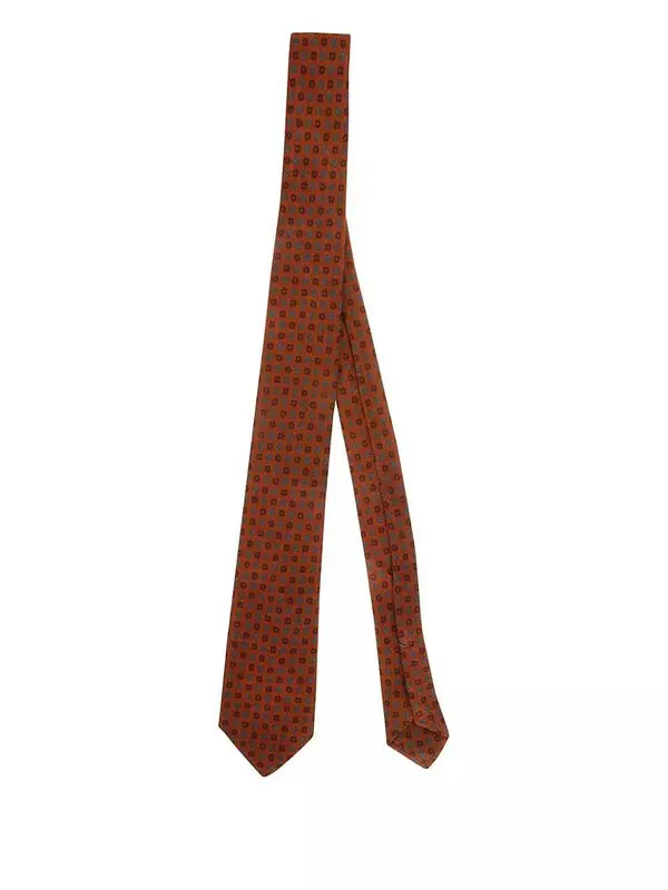 PETRONIUS 1926 Geometric-pattern Wool Neck Tie - Brown