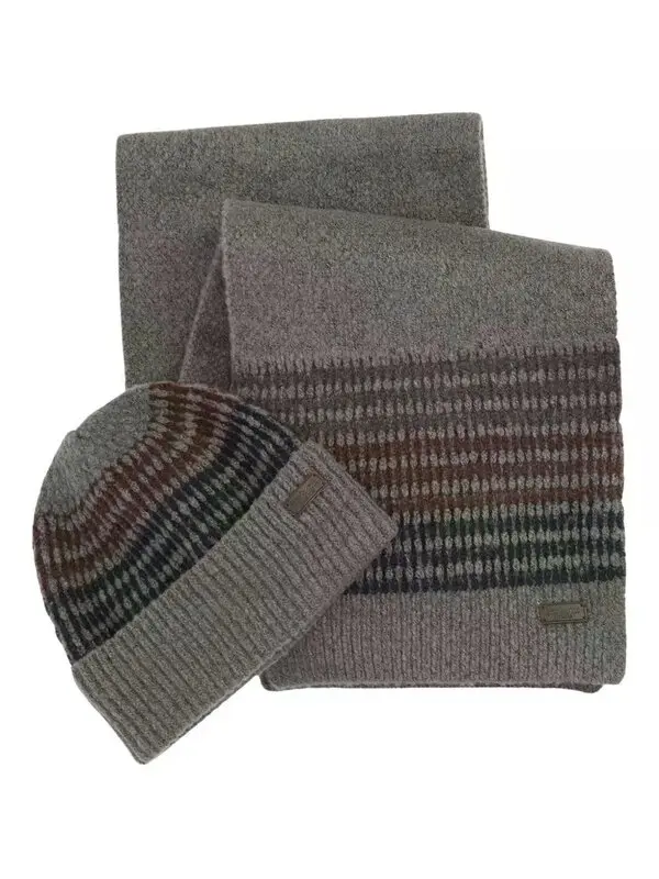 Barbour Knitted Beanie And Scarf Set - Grey