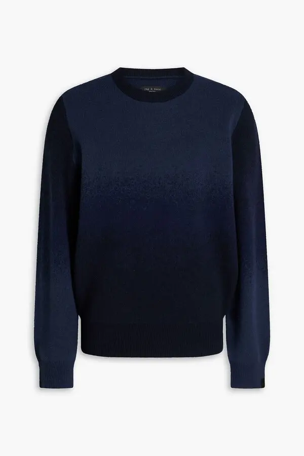 Rag & Bone Dégradé Wool And Cashmere-blend Sweater - Navy