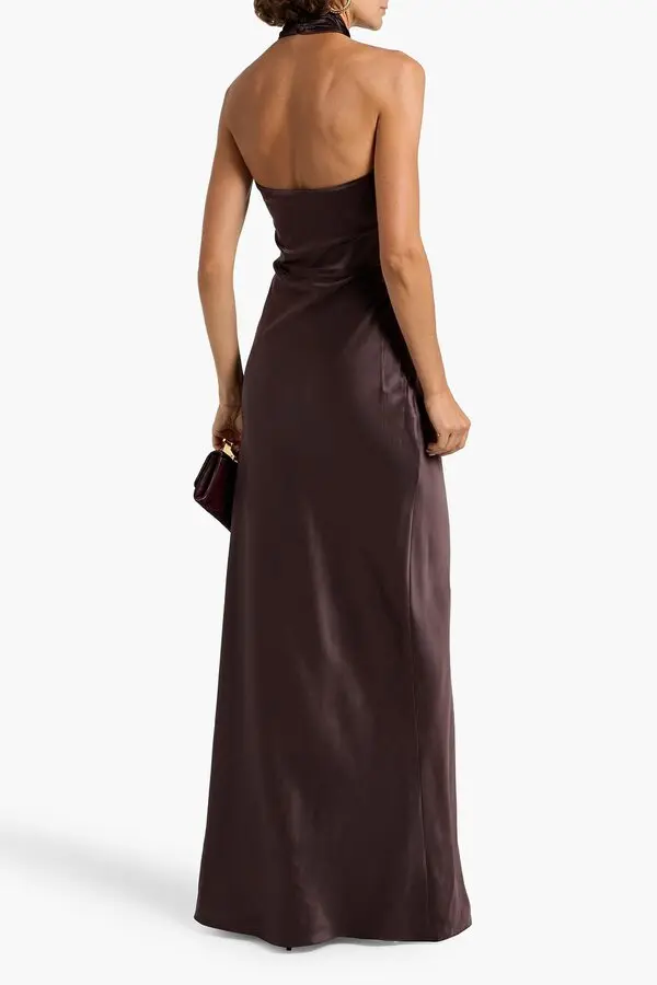 Veronica Beard Alberta Silk-blend Satin Halterneck Maxi Dress