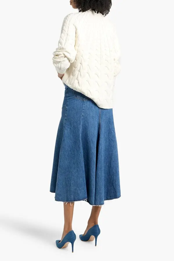 Maje Asymmetric Denim Midi Skirt