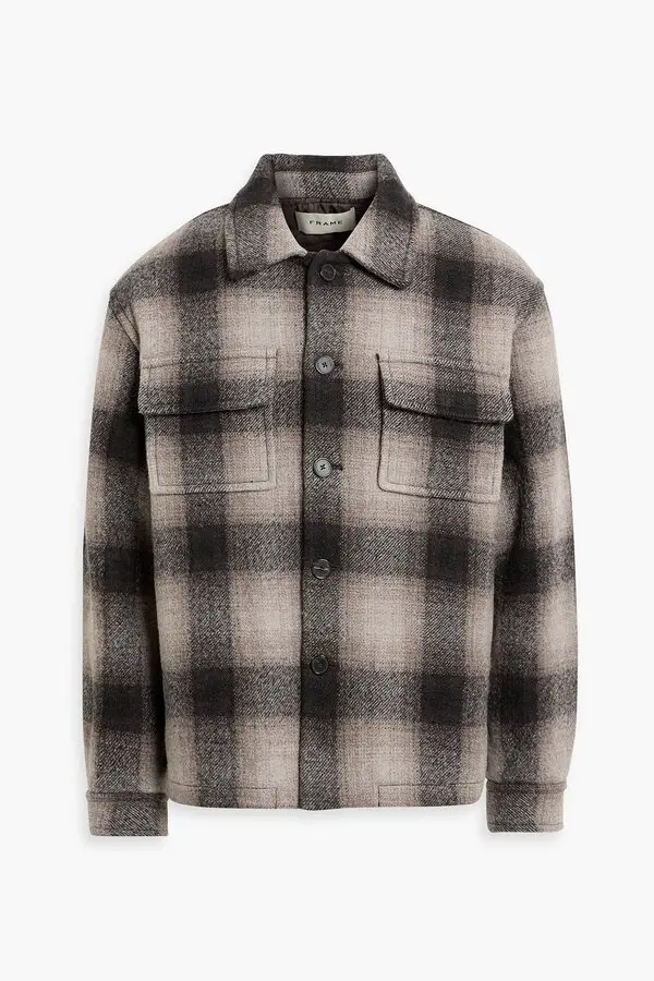 FRAME Checked Padded Woolblend Overshirt