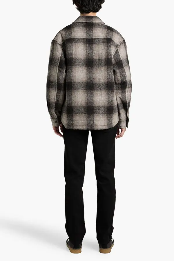 FRAME Checked Padded Woolblend Overshirt
